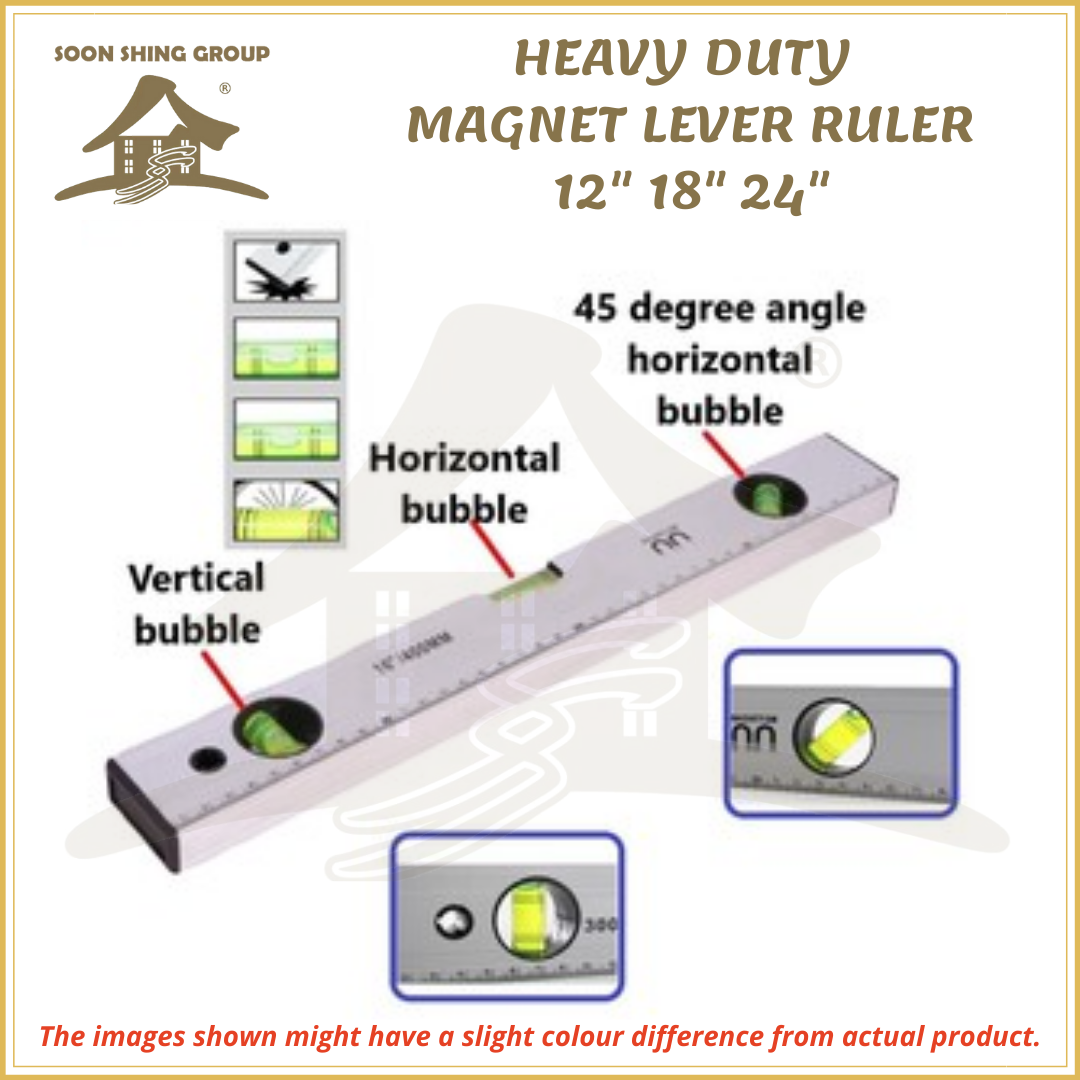 HEAVY DUTY MAGNET LEVER RULER - 12inch / 18inch / 24inch