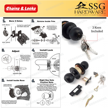 100% Original ARMOR Heavy Duty Cylindrical Door Lock Set For House Room ...