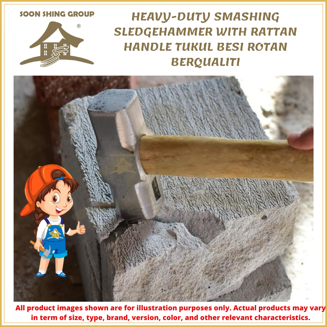 HEAVY DUTY SMASHING SLEDGE HAMMER WITH RATTAN HANDLE TUKUL BESI ROTAN ...