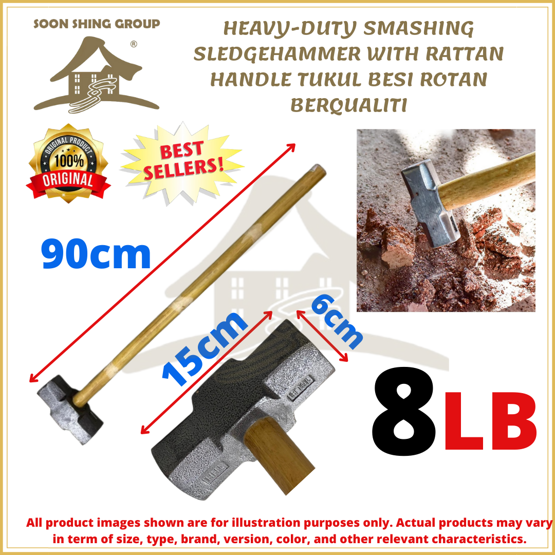 HEAVY DUTY SMASHING SLEDGE HAMMER WITH RATTAN HANDLE TUKUL BESI ROTAN ...