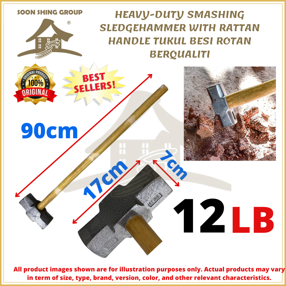 HEAVY DUTY SMASHING SLEDGE HAMMER WITH RATTAN HANDLE TUKUL BESI ROTAN ...