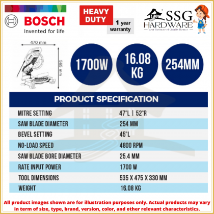 BOSCH GCM 10 MX MITER SAW 10" Heavy Duty For Aluminium & Steel & Wood ...