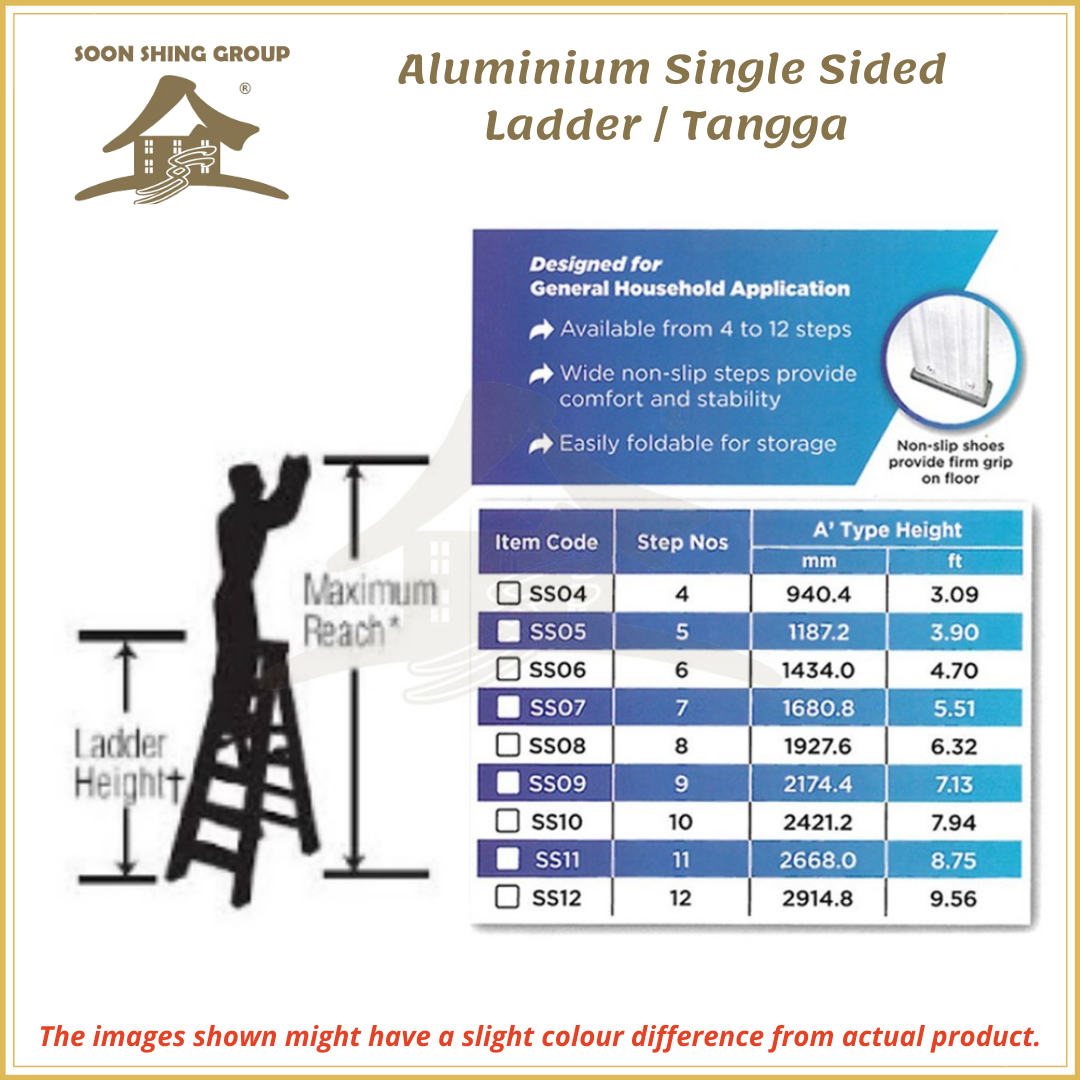 Aluminium Single Sided Ladder / Tangga 11 Steps