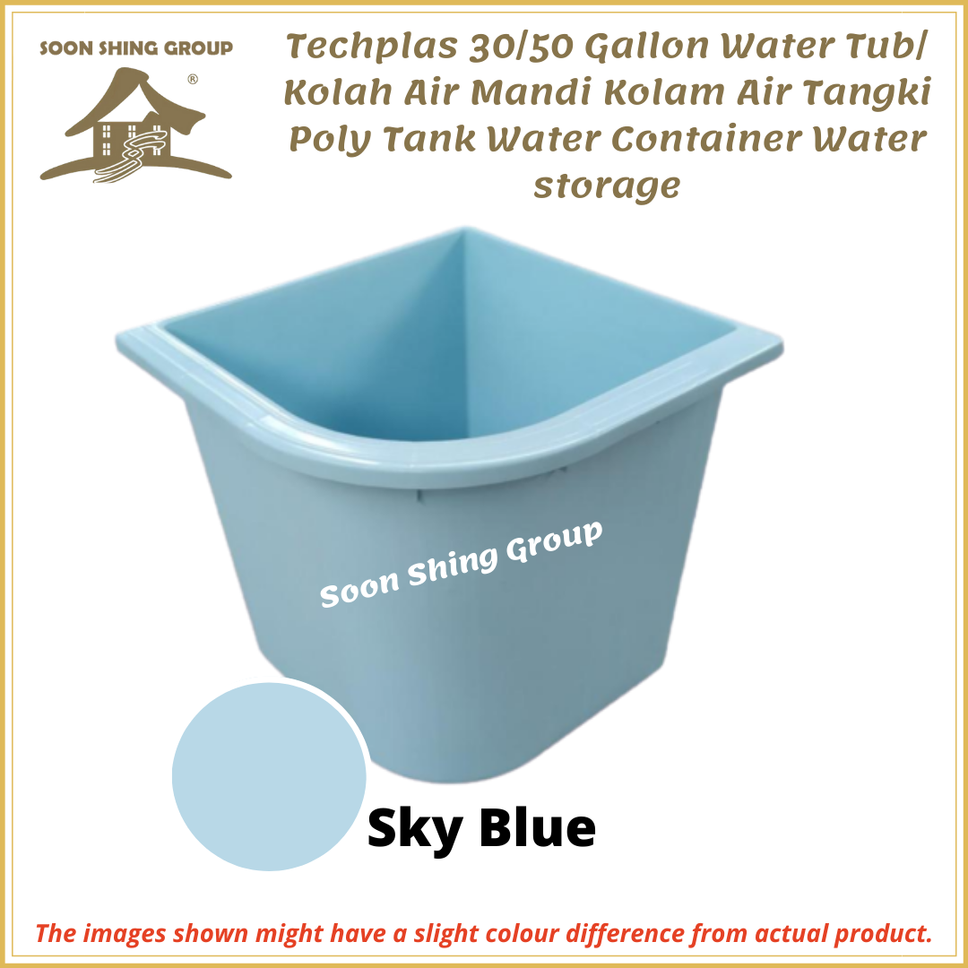 Techplas 30,50 Gallon Water Tub/ Kolah Air Mandi Kolam Air Tangki Poly ...