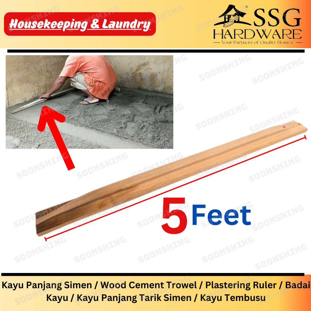 Kayu Panjang Simen / Wood Cement Trowel / Plastering Ruler / Badai Kayu ...