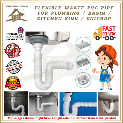 FLEXIBLE WASTE PVC PIPE FOR PLUMBING / BASIN / KITCHEN SINK / UNITRAP