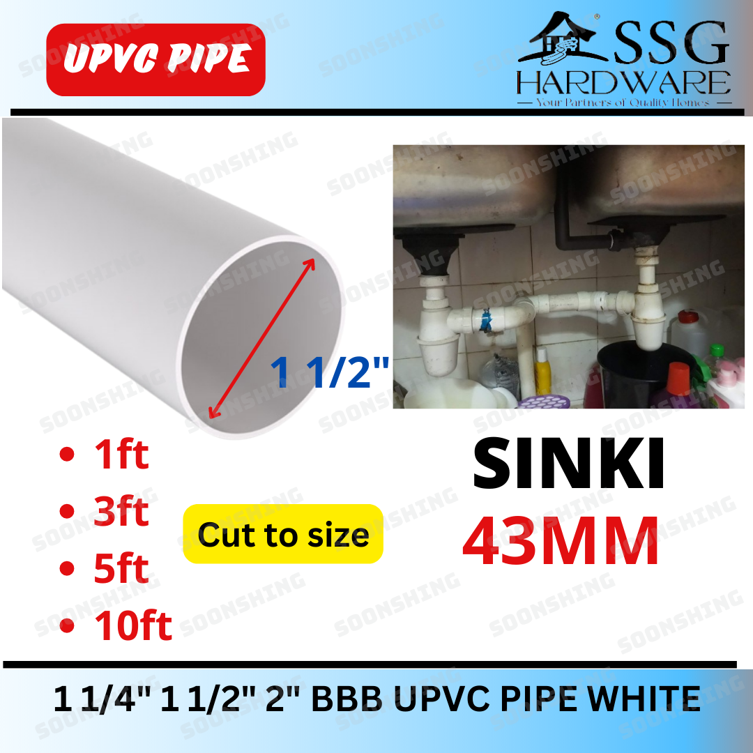 1 1/4" 1 1/2" 2" BBB UPVC PIPE WHITE - NIPIS - Paip Air Putih Plastik ...