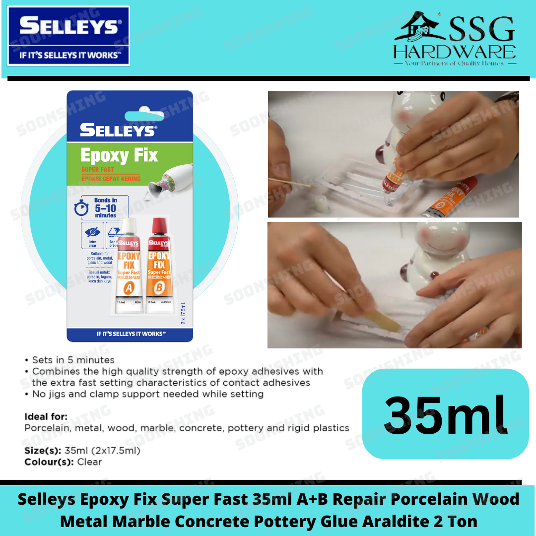 Selleys Epoxy Fix Super Fast 35ml A+B Repair Porcelain Wood Metal ...