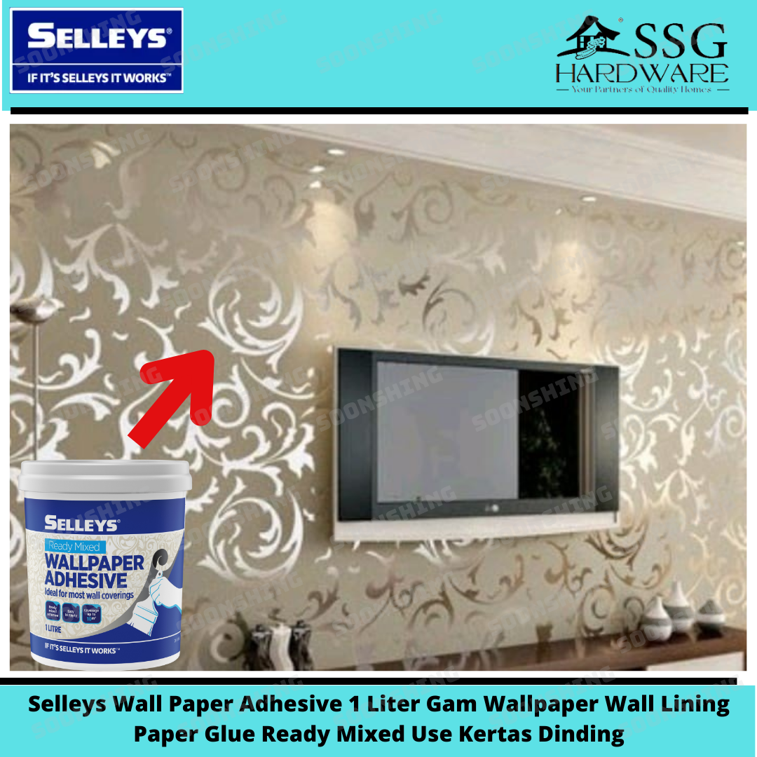 Selleys WallPaper Adhesive Glue 1 Liter Gam Wallpaper Wall Lining Paper ...
