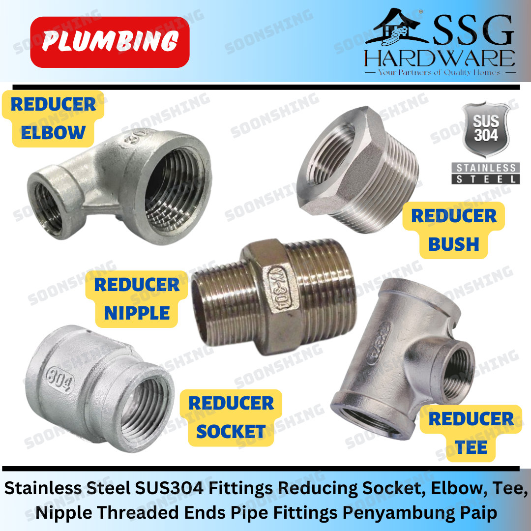 Stainless Steel SUS304 Fittings Reducing Socket, Elbow, Tee, Nipple Threaded Ends Pipe Fittings ...