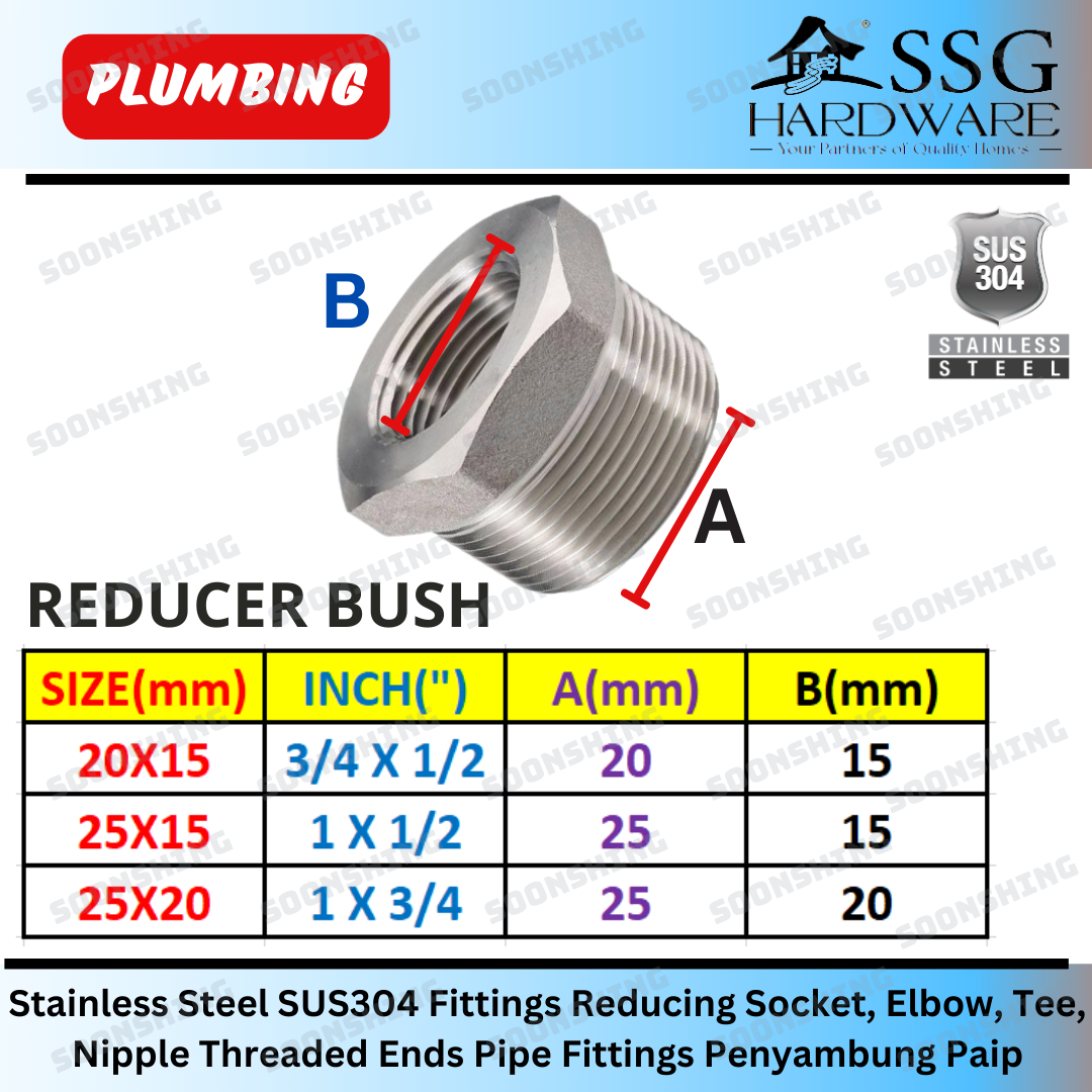 Stainless Steel SUS304 Fittings Reducing Socket, Elbow, Tee, Nipple ...