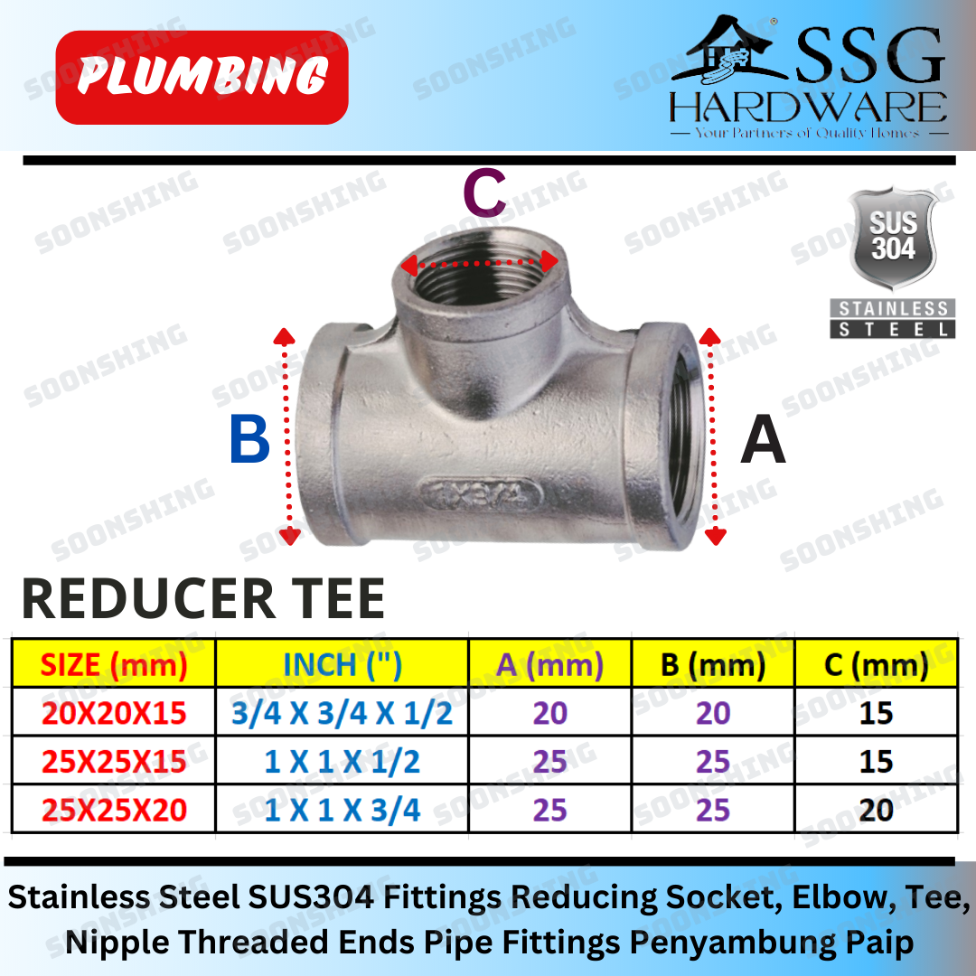 Stainless Steel SUS304 Fittings Reducing Socket, Elbow, Tee, Nipple Threaded Ends Pipe Fittings ...