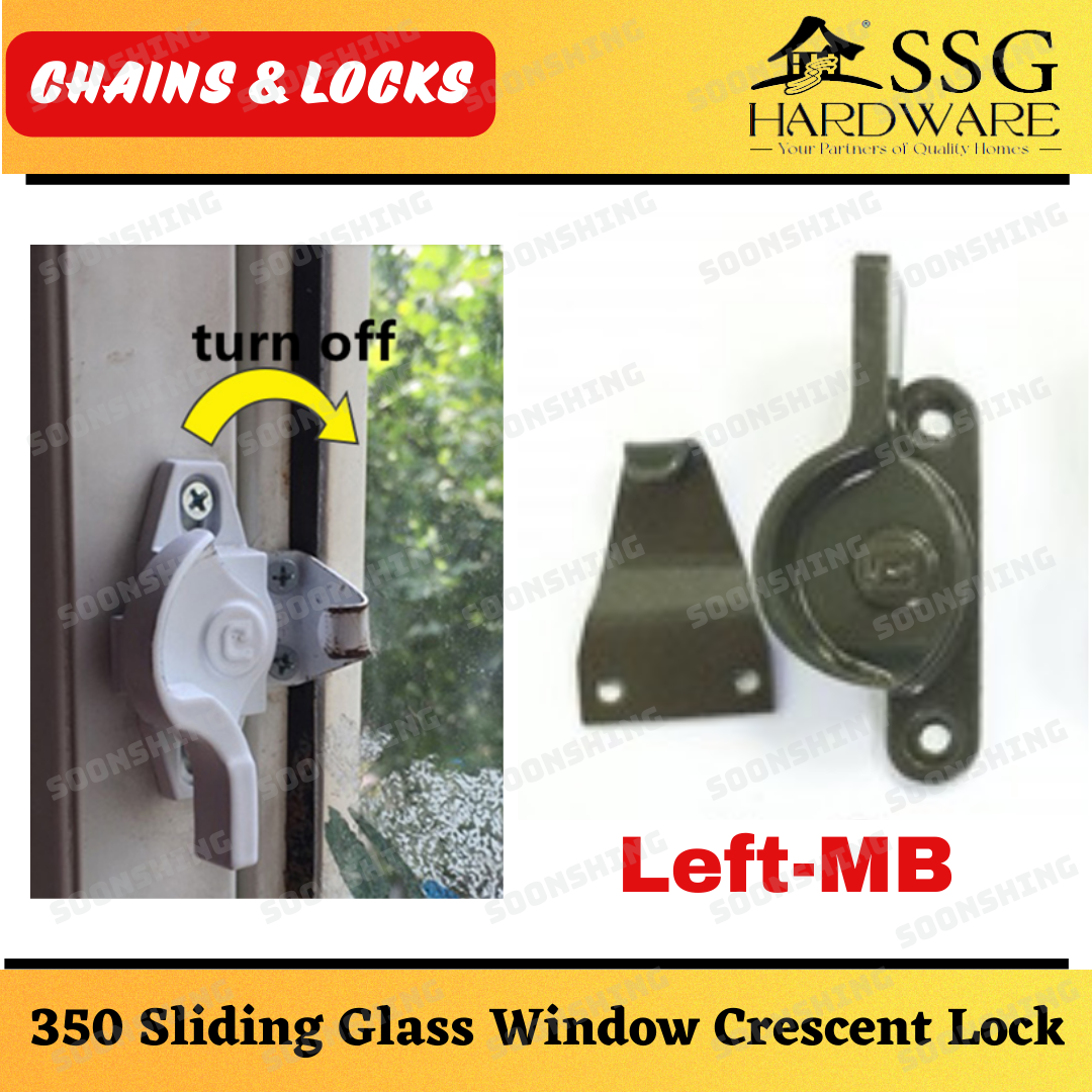 350 Sliding Glass Window Crescent Lock (Silver, MB) Sliding Window Lock ...