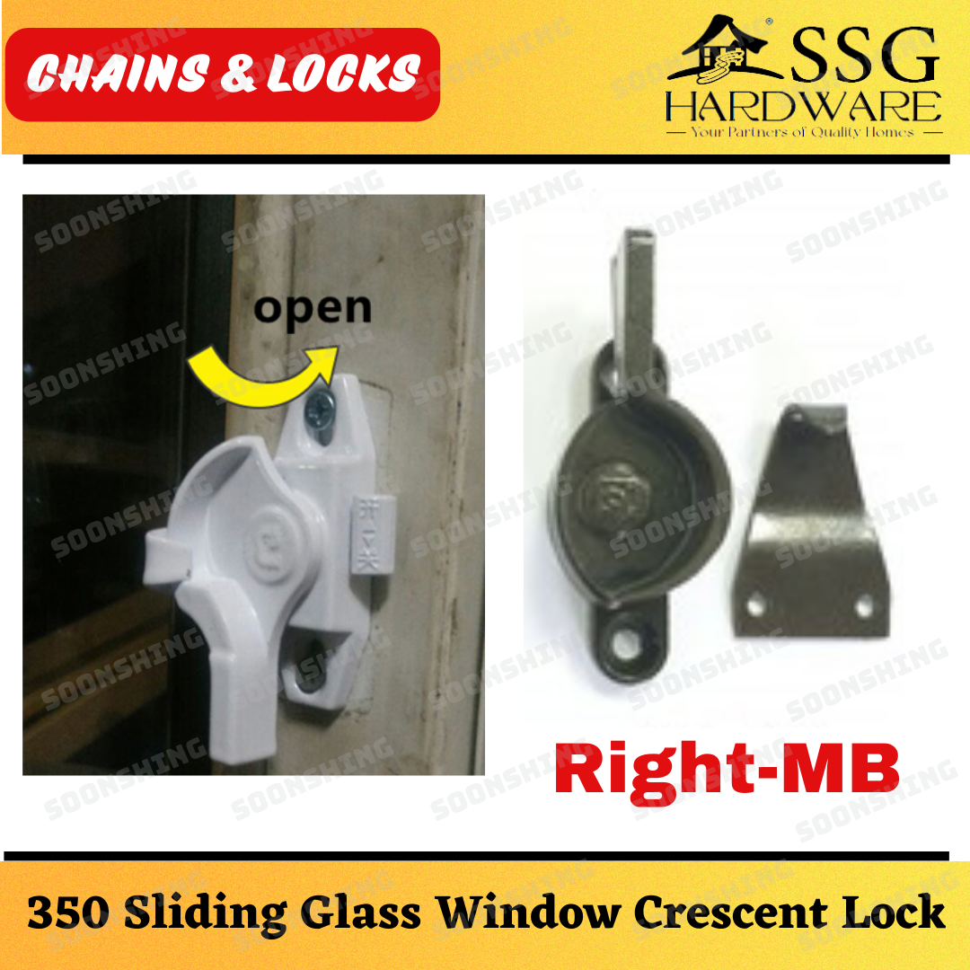 350 Sliding Glass Window Crescent Lock (Silver, MB) Sliding Window Lock ...