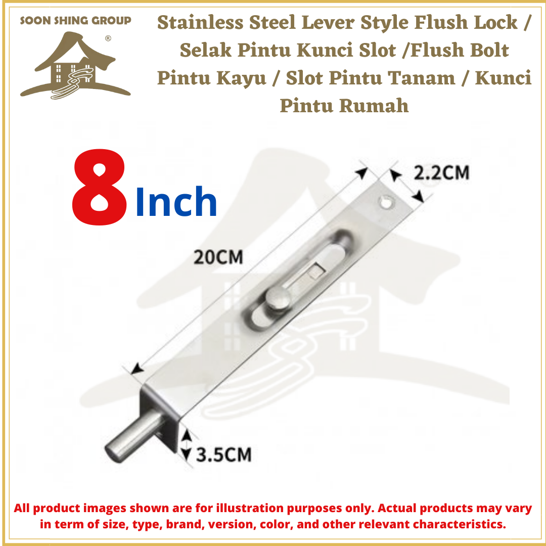 Stainless Steel Lever Style Flush Lock Selak Pintu Kunci Slot Flush ...