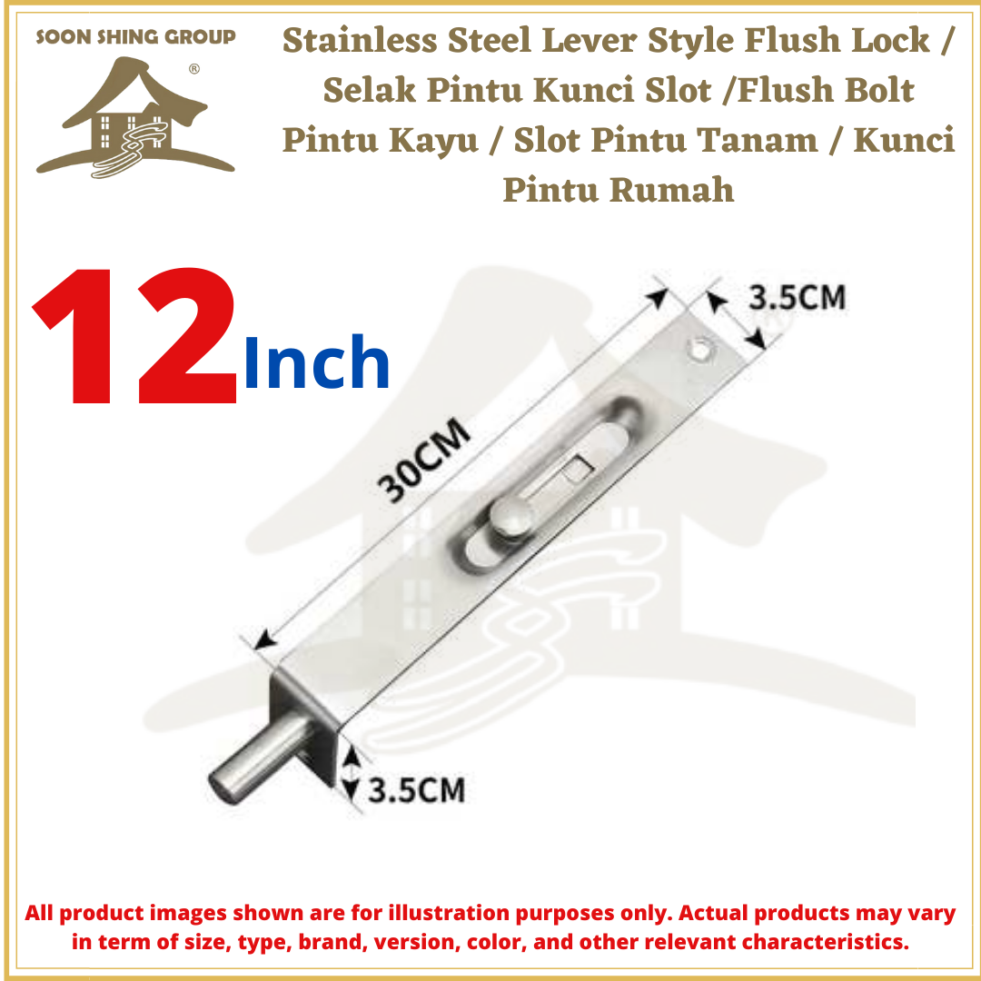 Stainless Steel Lever Style Flush Lock Selak Pintu Kunci Slot Flush ...