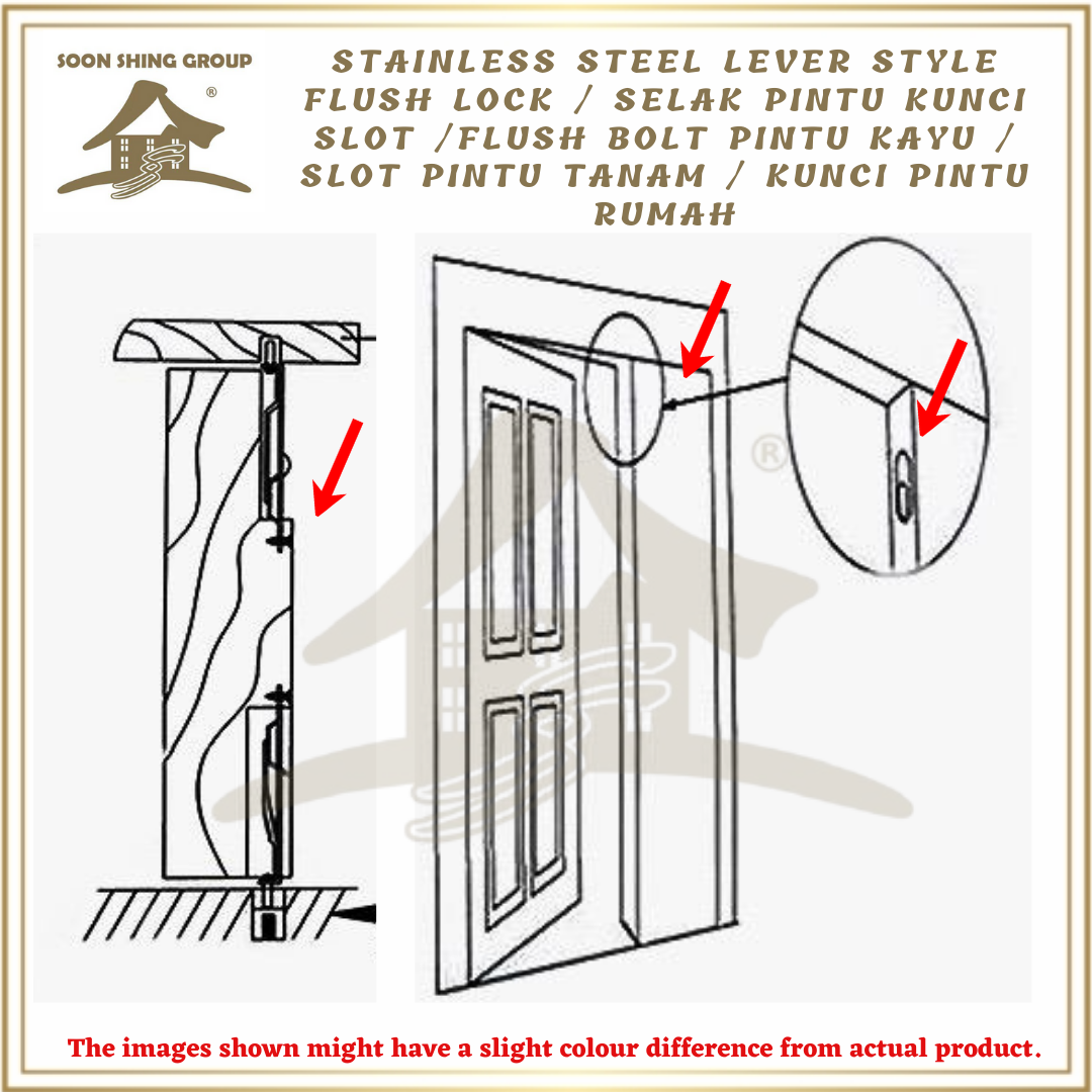 Stainless Steel Lever Style Flush Lock Selak Pintu Kunci Slot Flush ...