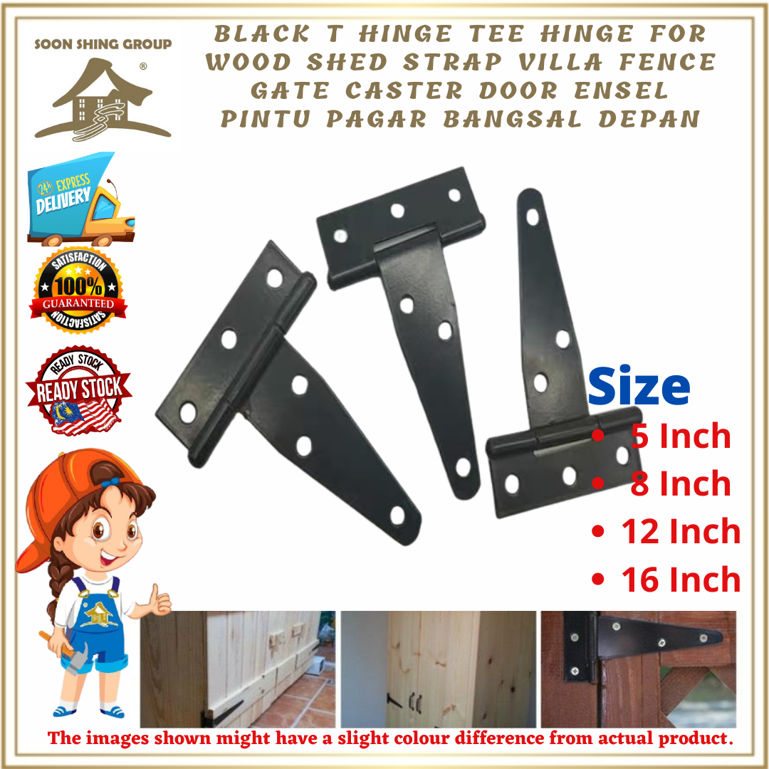 Black T Hinge Tee Hinge for Wood Shed Strap Villa Fence Gate Caster ...