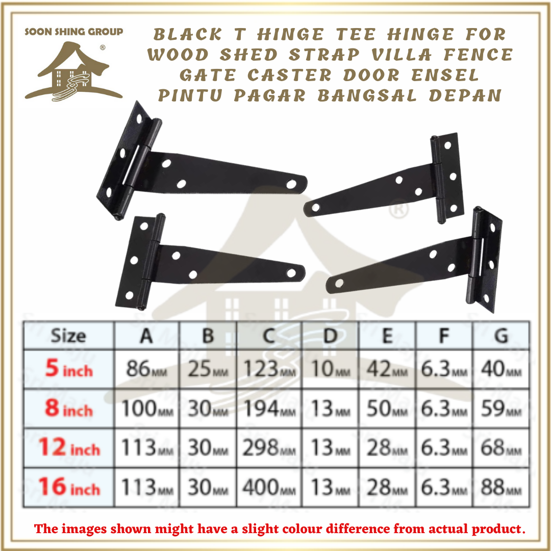 Black T Hinge Tee Hinge for Wood Shed Strap Villa Fence Gate Caster ...
