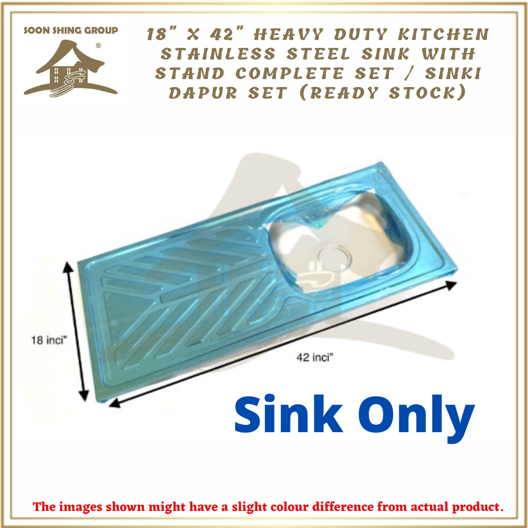 18" x 42" Sinki Dapur Kitchen Stainless Steel Sink With Sink Stand ...