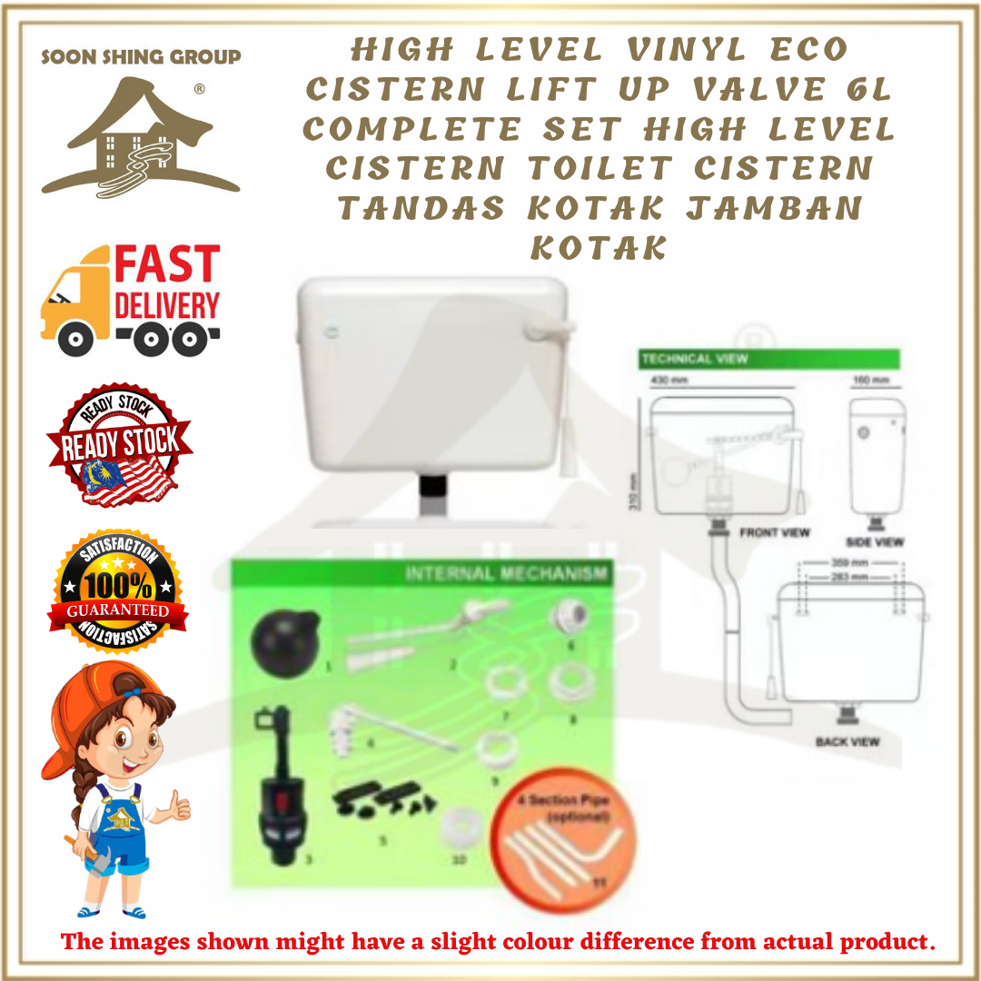 HIGH LEVEL Vinyl Eco Cistern Lift Up Valve 6L Complete Set High Level ...