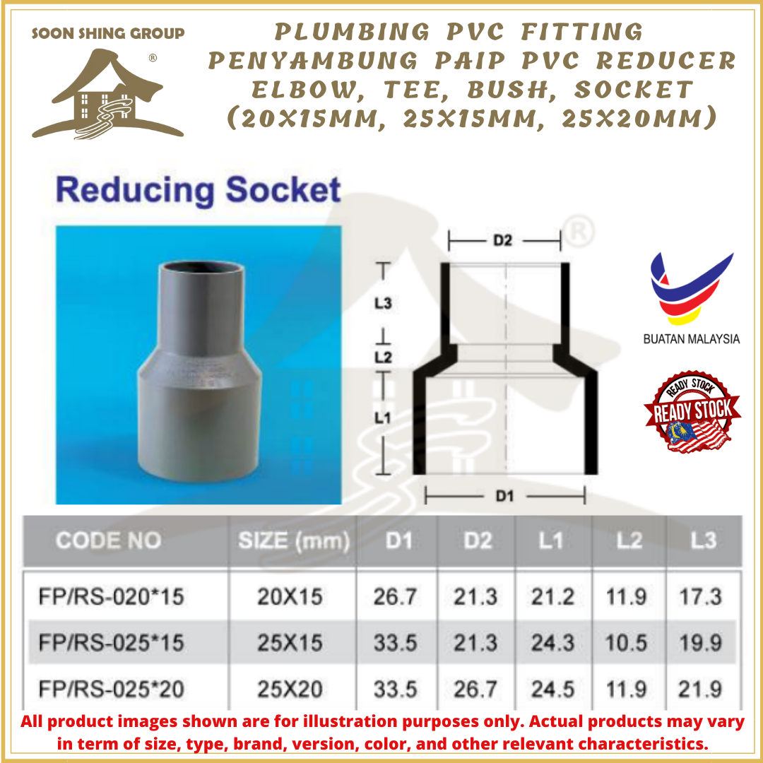Plumbing PVC Fitting Penyambung Paip PVC Reducer Elbow, Reducer Tee, Reducer Bush, Socket ...