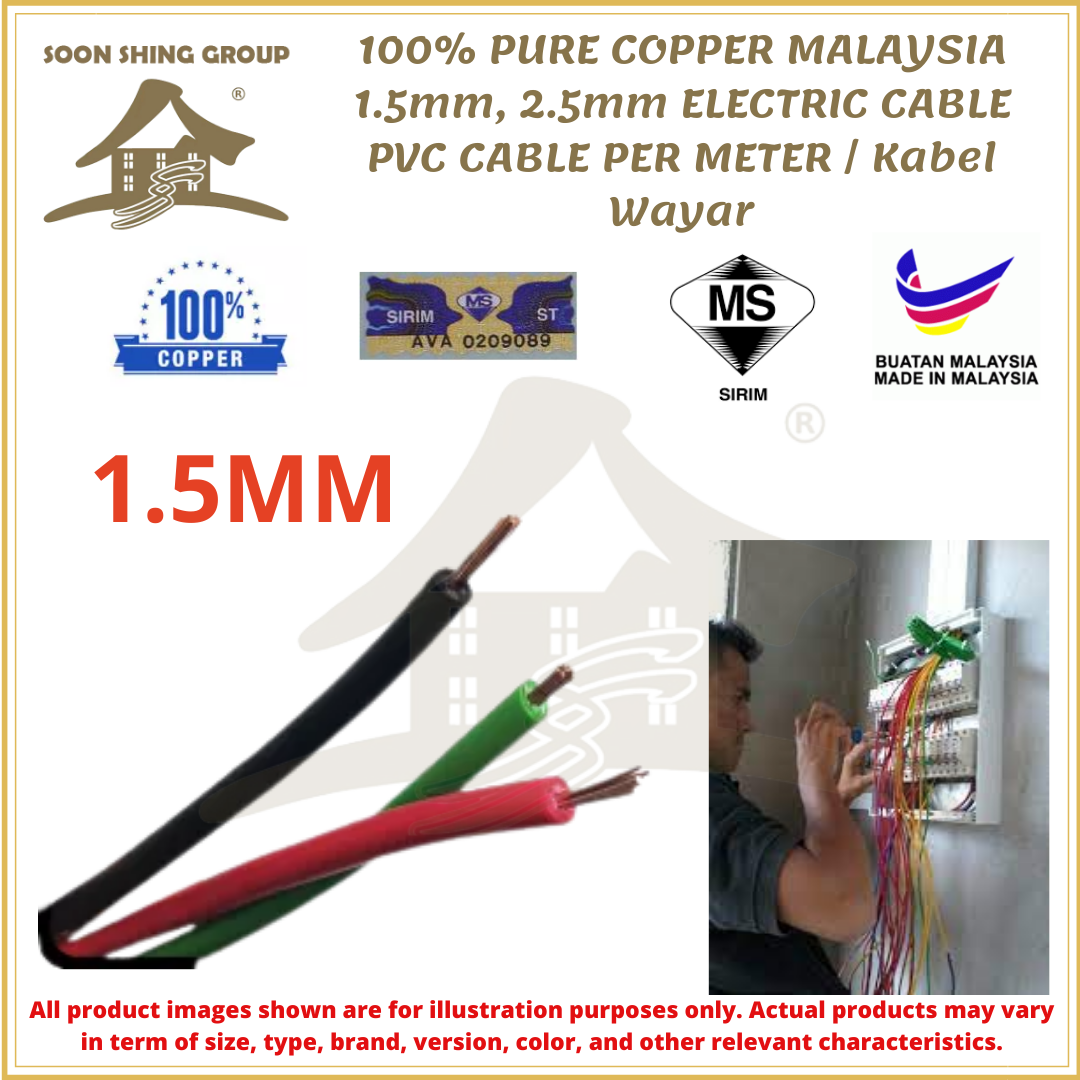 100% PURE COPPER MALAYSIA 1.5mm, 2.5mm ELECTRIC CABLE PVC CABLE PER ...
