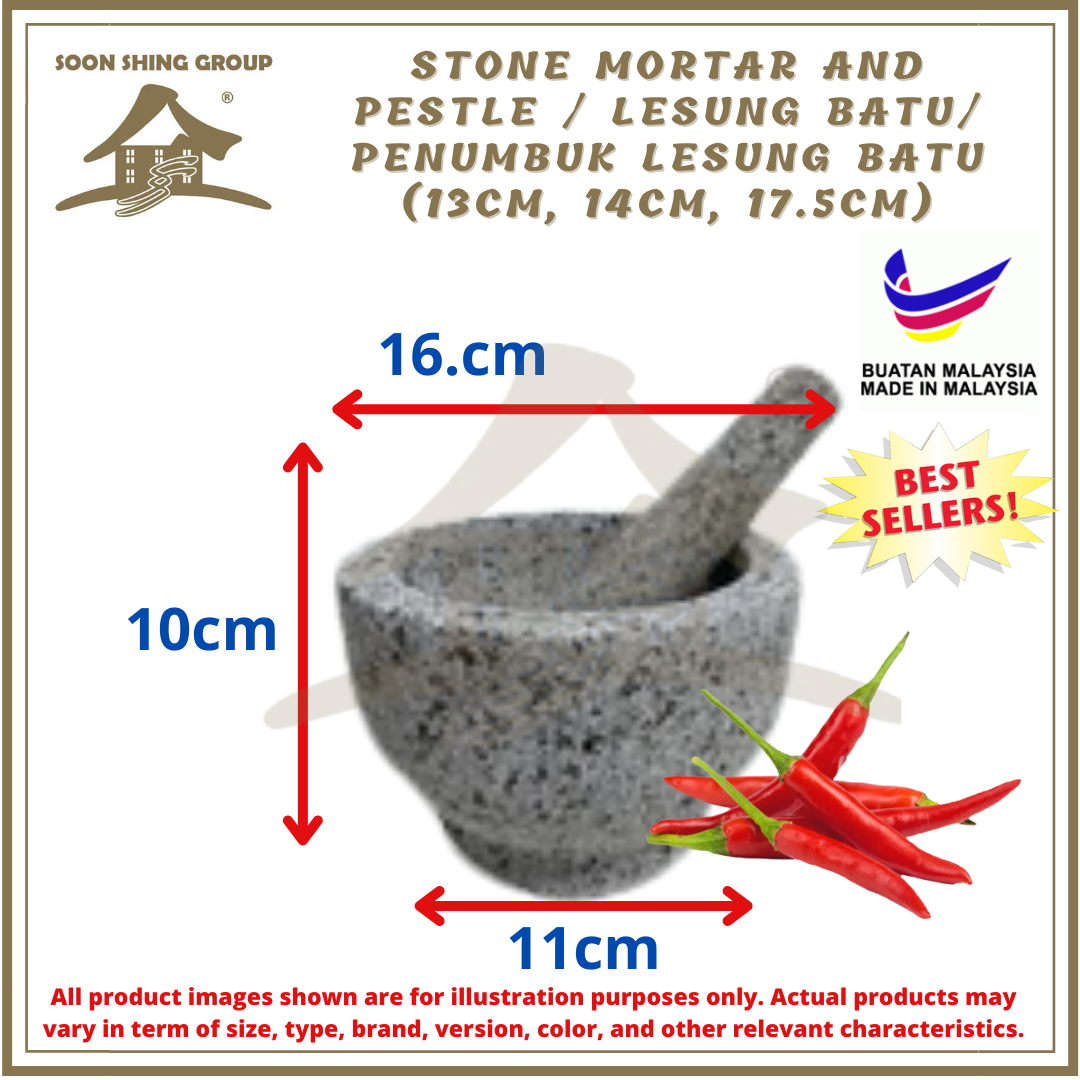 Stone Mortar And Pestle Garlic Press / Penumbuk Lesung Batu (14.5CM & 16CM)