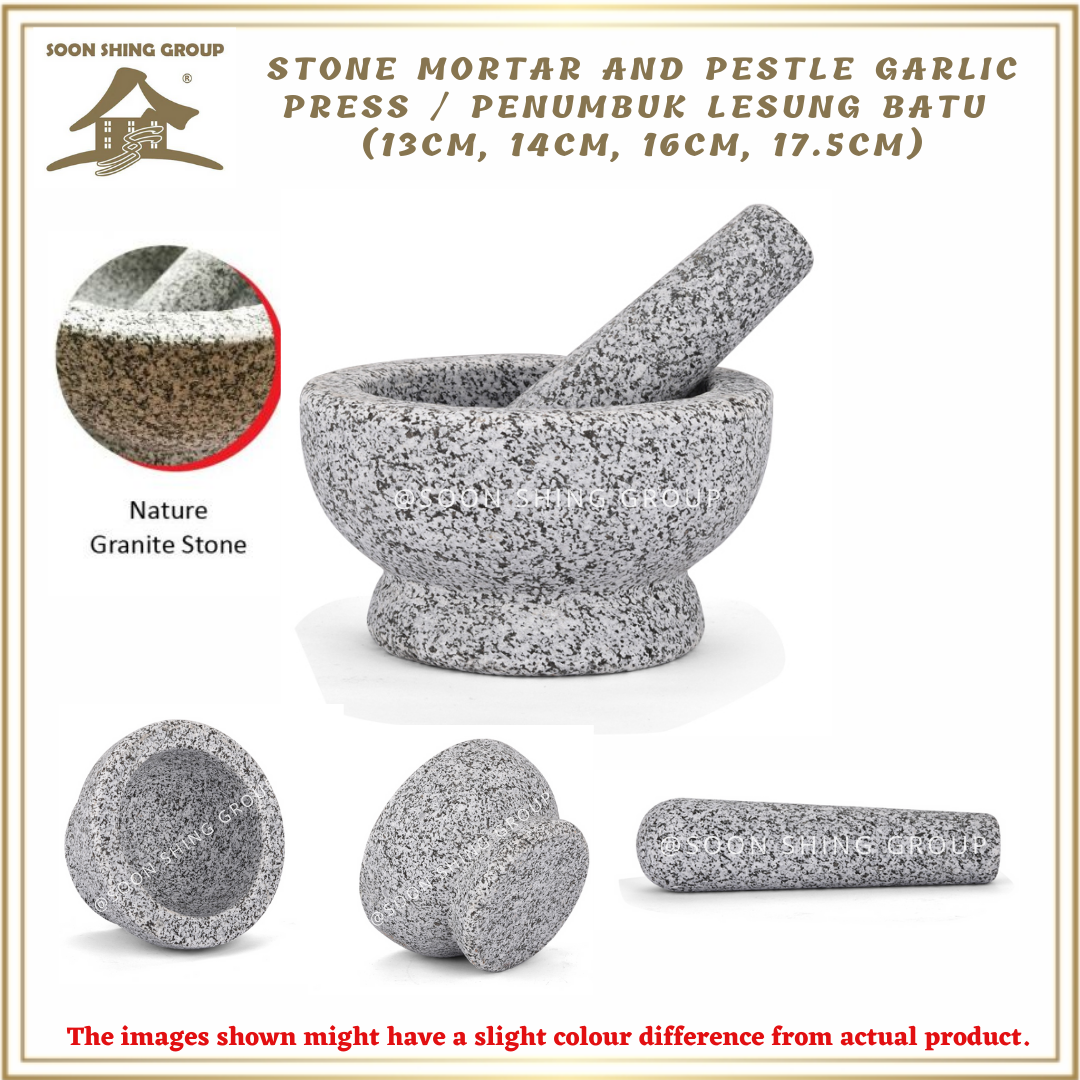 Stone Mortar And Pestle Garlic Press / Penumbuk Lesung Batu (14.5CM & 16CM)