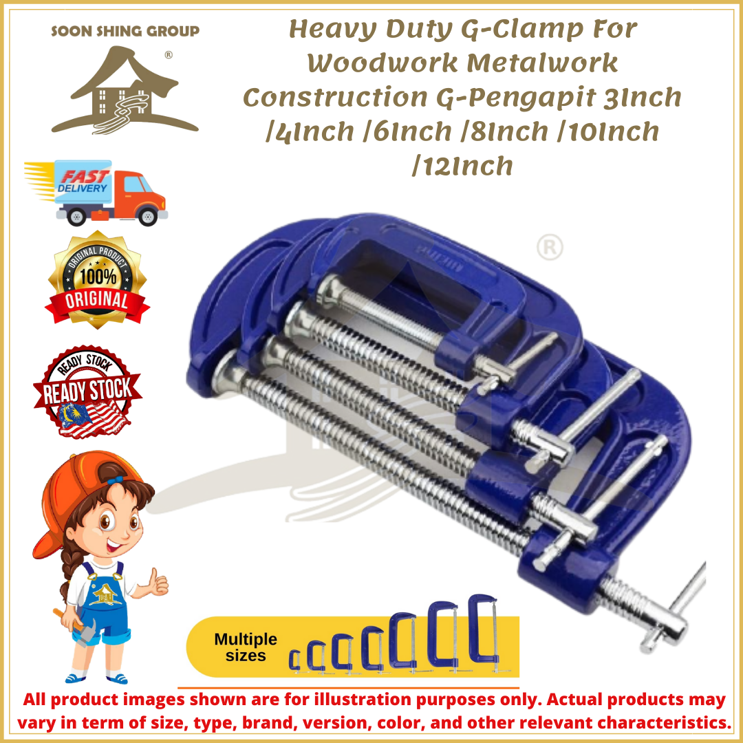 Heavy Duty G-Clamp For Woodwork Metalwork Construction G-Pengapit 3Inch ...