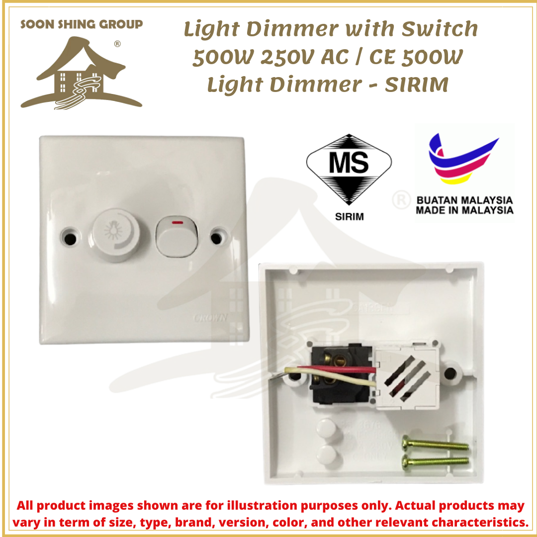 Light Dimmer with Switch 500W 250V AC / CE 500W Light Dimmer - SIRIM