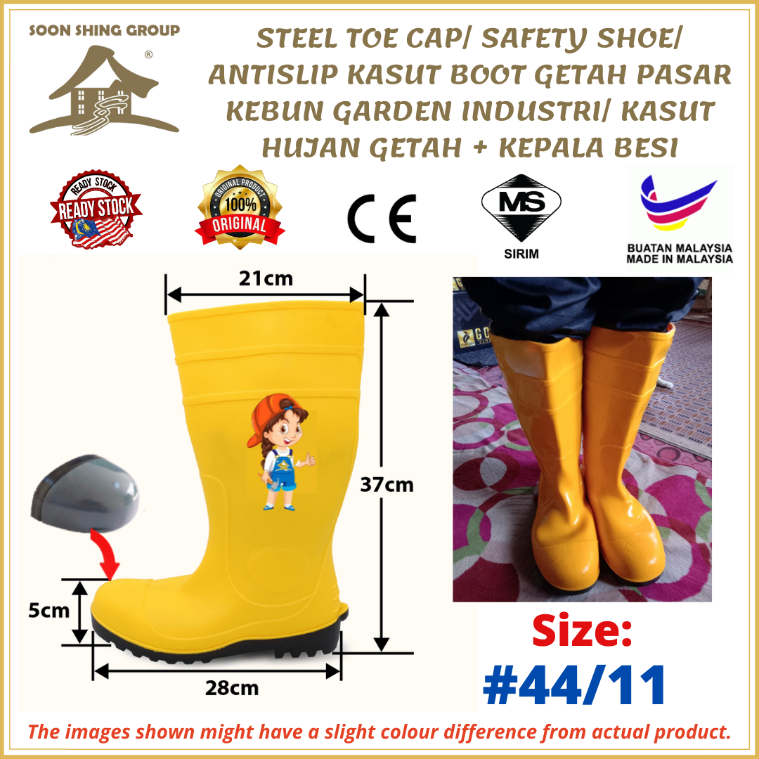 Steel Toe Cap/ Safety Shoe/ Antislip Kasut Boot Getah Pasar Kebun ...