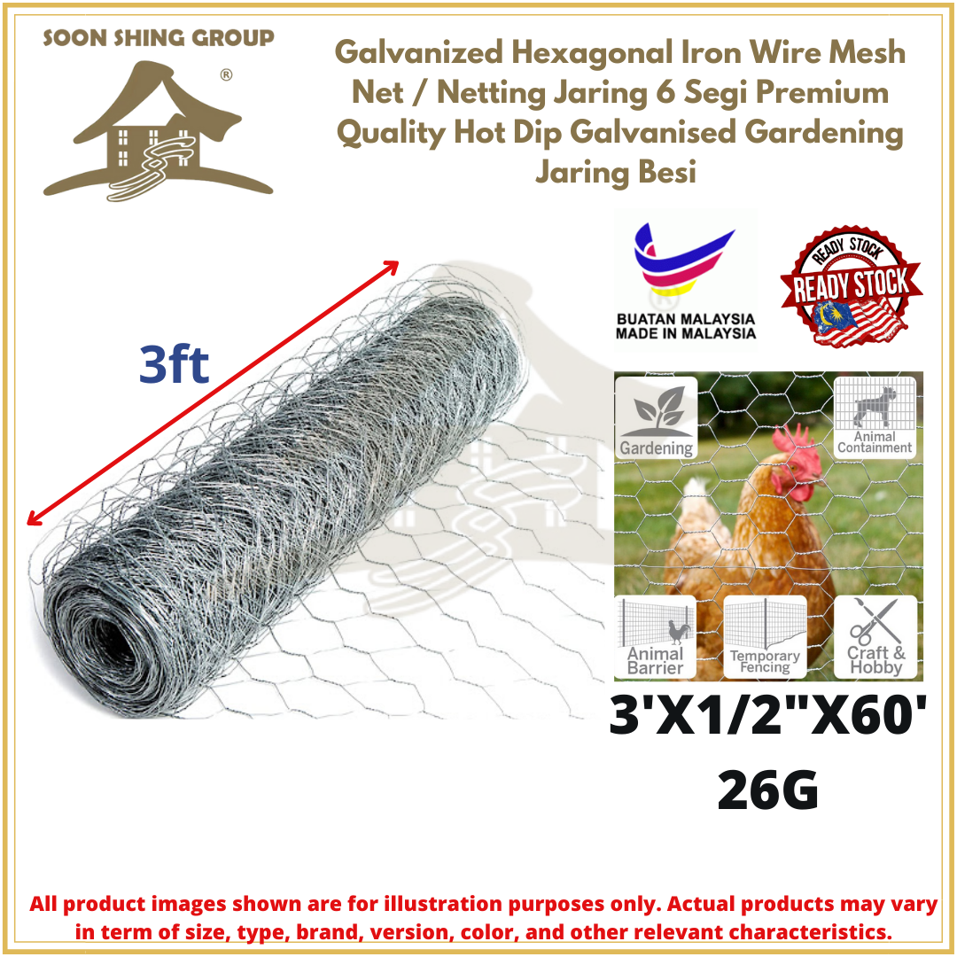 Galvanized Hexagonal Iron Wire Mesh Net /Netting Jaring 6 Segi Premium ...