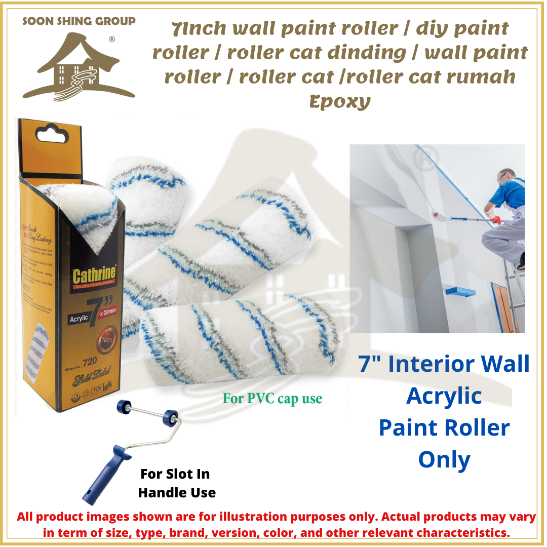 7" Paint Roller DIY Paint Roller Cat Dinding Roller Cat Rumah Epoxy ...