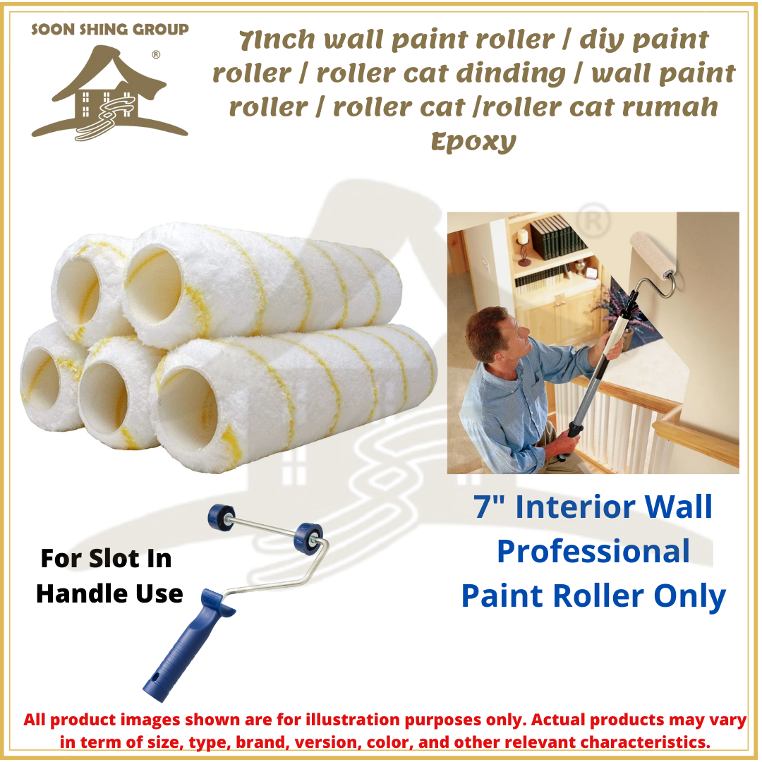 7" Paint Roller DIY Paint Roller Cat Dinding Roller Cat Rumah Epoxy ...
