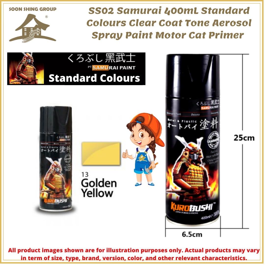 SS02 Samurai 400ml Standard Colours Clear Coat Tone Aerosol Spray Paint / Cat Primer/ Cat Spray ...