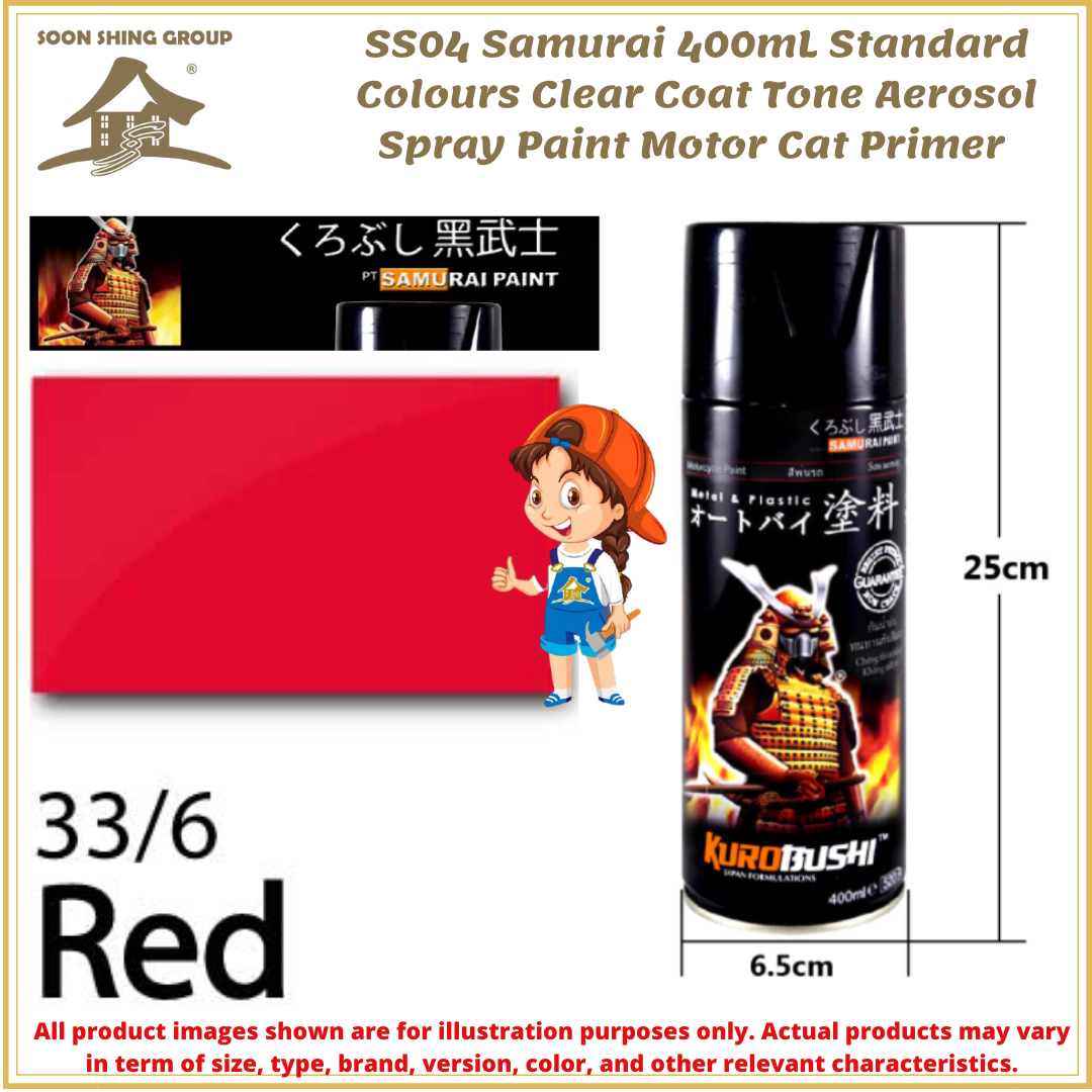 SS04 Samurai 400ml Standard Colours Clear Coat Tone Aerosol Spray Paint / Cat Primer/ Cat Spray ...