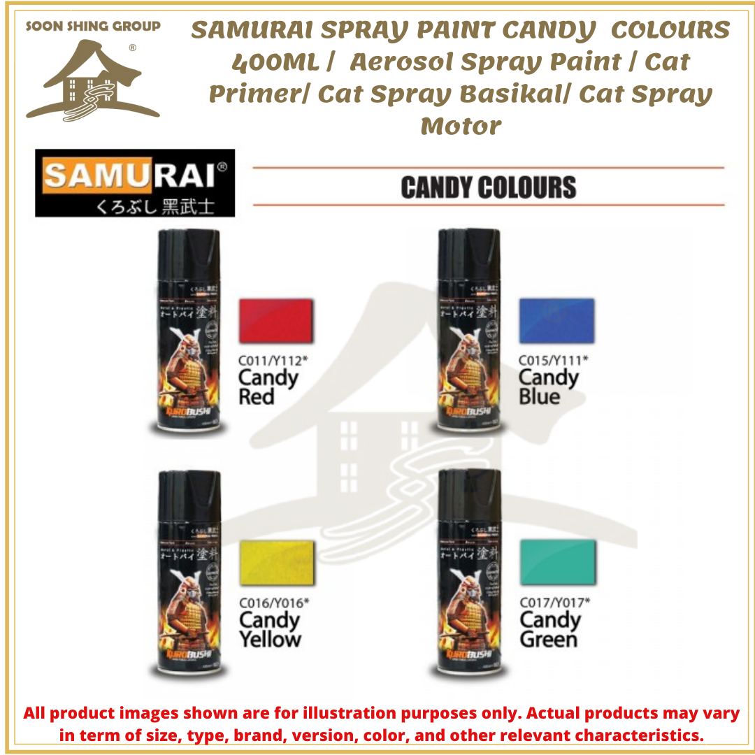 SS05 SAMURAI SPRAY PAINT CANDY COLOURS 400ML / Aerosol Spray Paint ...