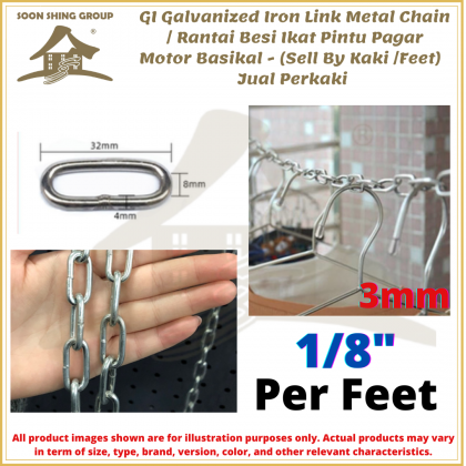 GI Galvanized Iron Link Metal Chain / Rantai Besi Ikat Pintu Pagar ...