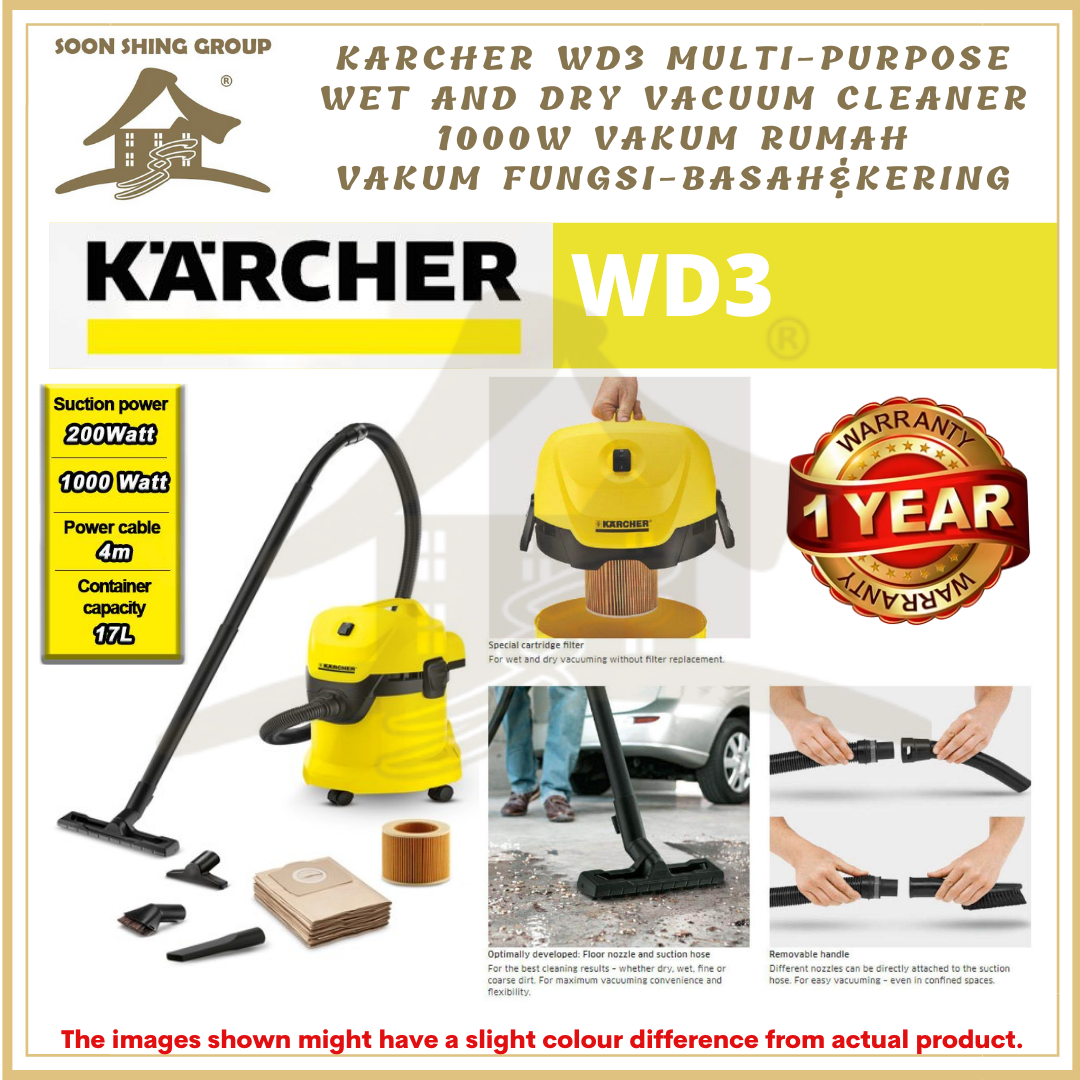 100% ORIGINAL Karcher WD3 Multi-Purpose Wet And Dry Vacuum Cleaner 1000W Vakum Rumah VAKUM ...