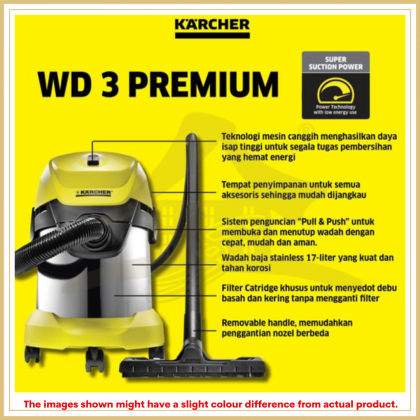 Karcher WD3 PREMIUM Multi-Purpose Wet And Dry Vacuum Cleaner 1000W Vakum Rumah VAKUM Fungsi ...