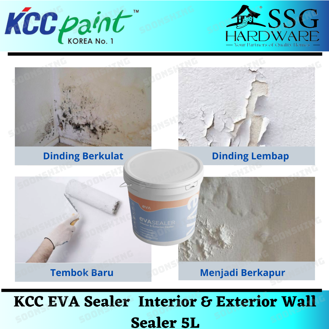 5L KCC EVA Sealer Interior & Exterior Wall Sealer Undercoat White / Cat ...