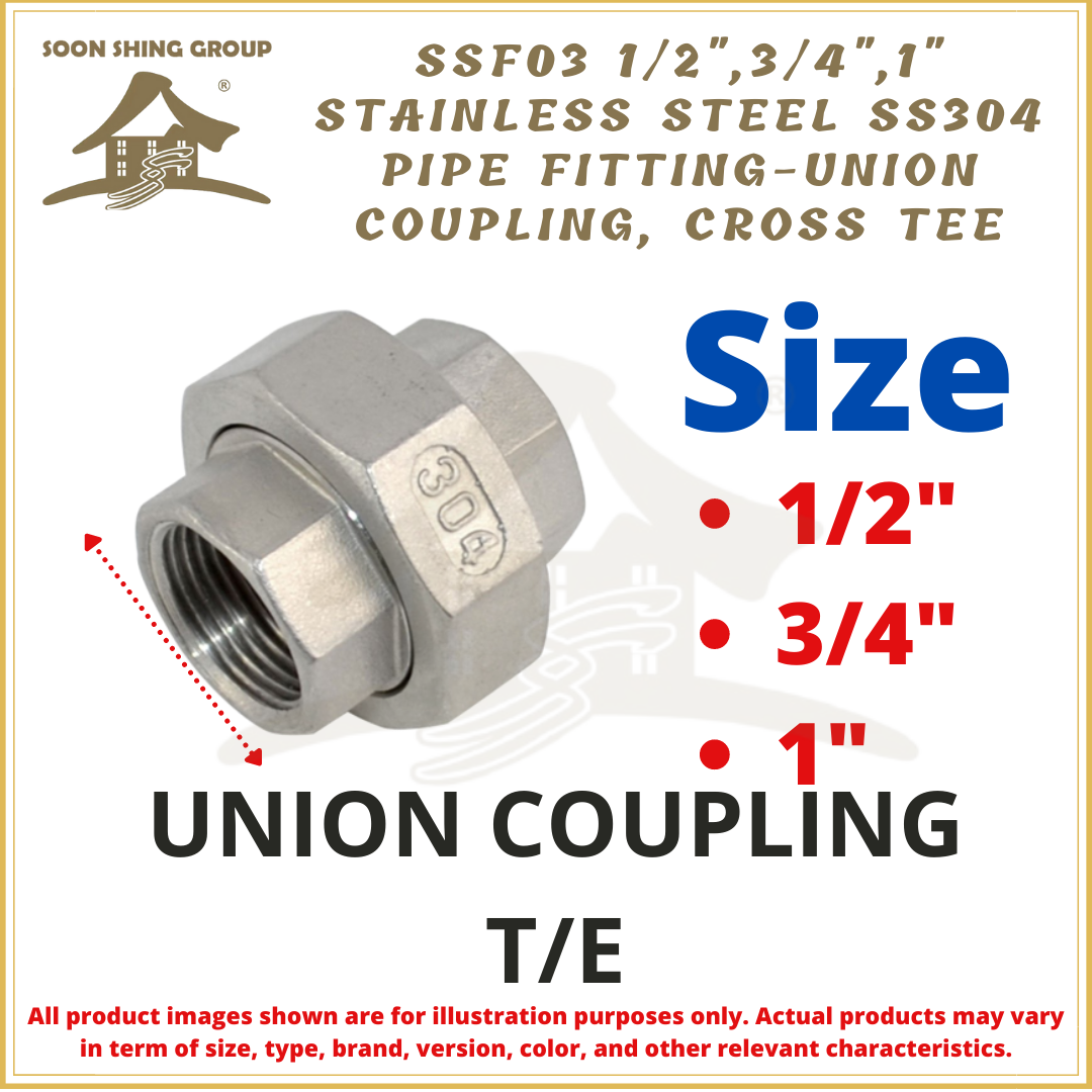 SSF03 1/2",3/4",1" Stainless Steel SS304 Pipe Joint Fittings Connector ...