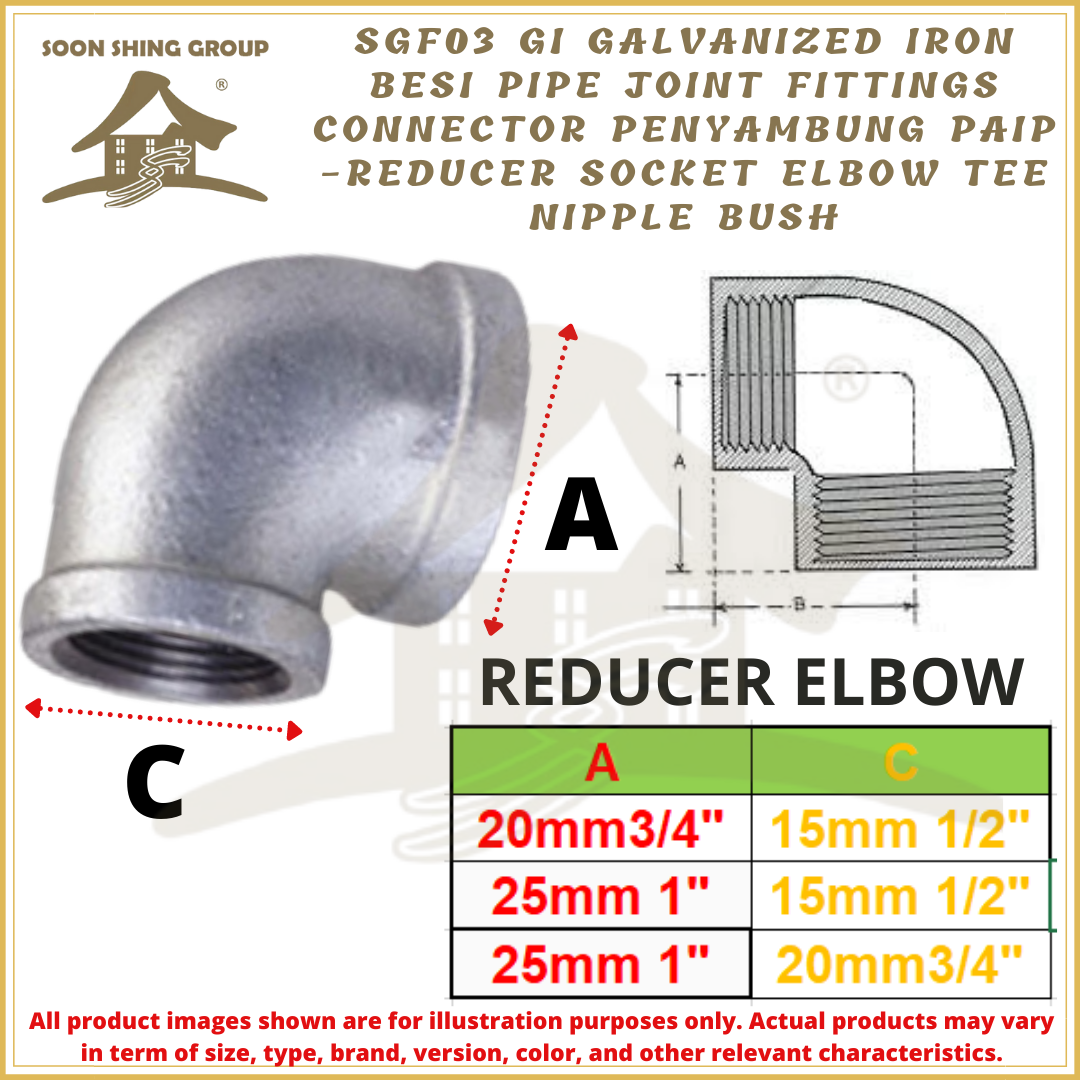 Sgf03 Gi Galvanized Iron Besi Pipe Joint Fittings Connector Penyambung Paip Reducer Socket