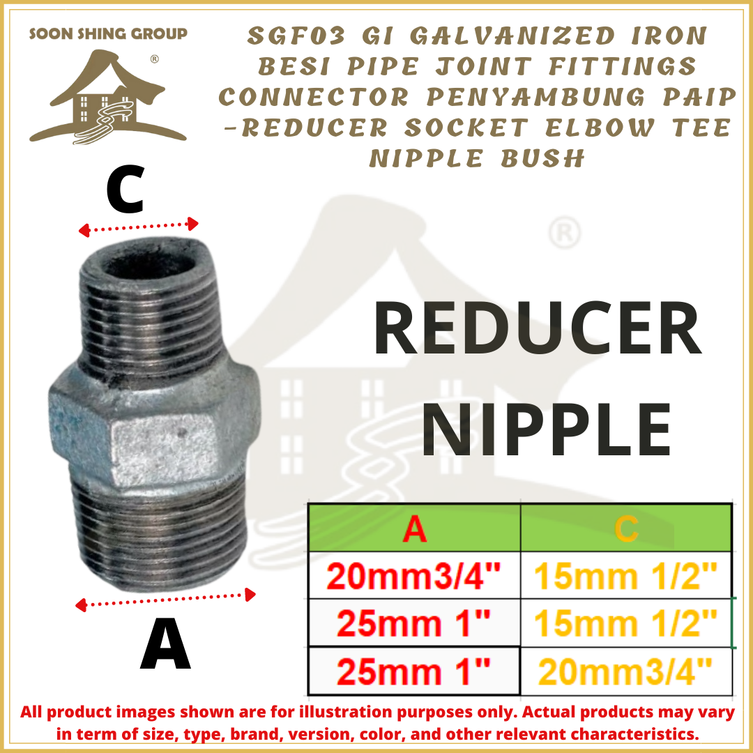 SGF03 GI Galvanized Iron Besi Pipe Joint Fittings Connector Penyambung Paip -REDUCER SOCKET ...