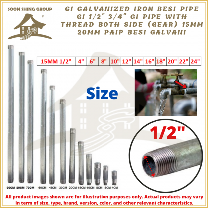 GI Galvanized Iron Besi Pipe Gi 1/2" 3/4" GI Pipe With Thread Both Side ...