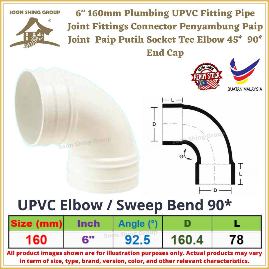 6" 160mm Plumbing UPVC Fitting Pipe Joint Connector Penyambung Paip ...