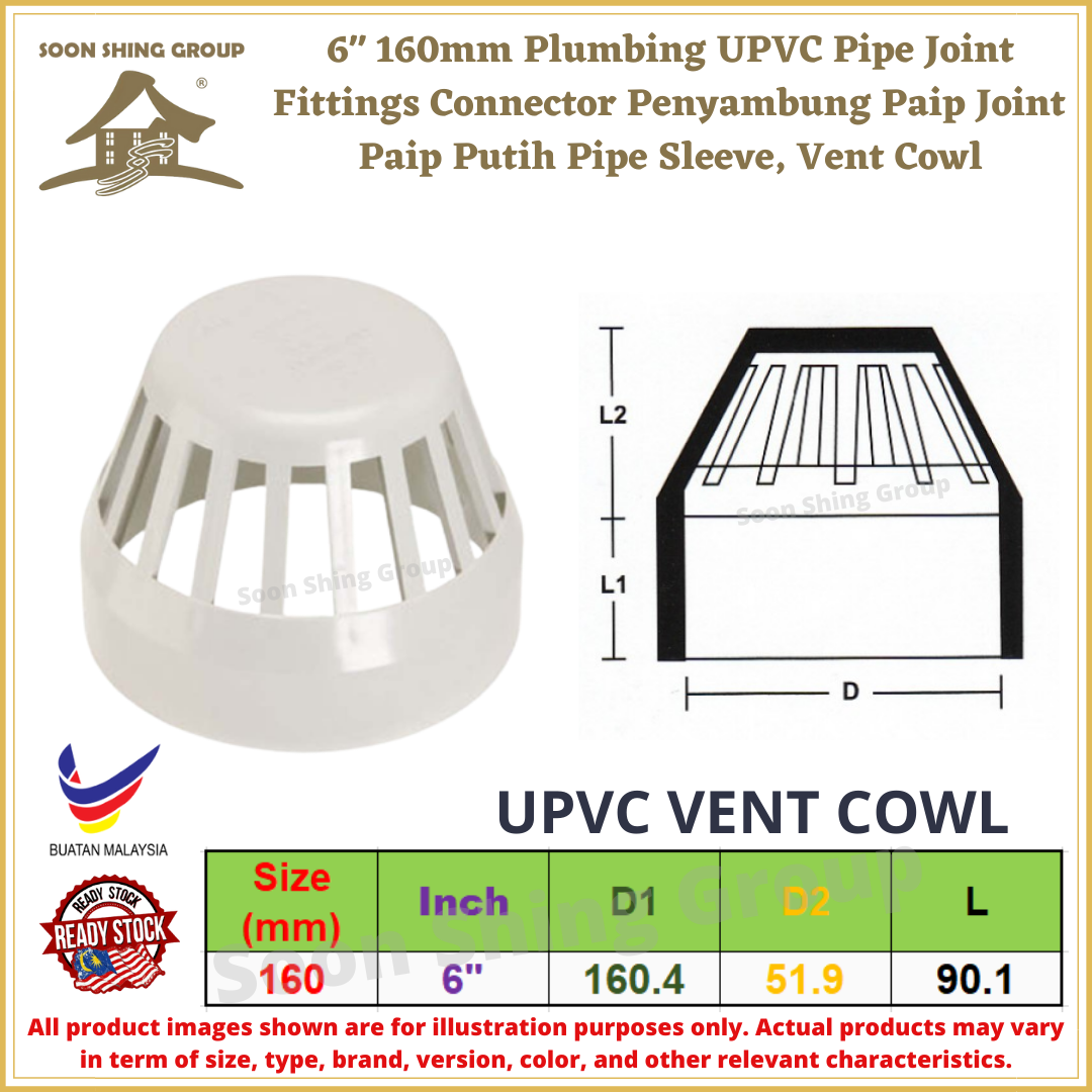 6" 160mm Plumbing UPVC Pipe Joint Fittings Connector Penyambung Paip ...