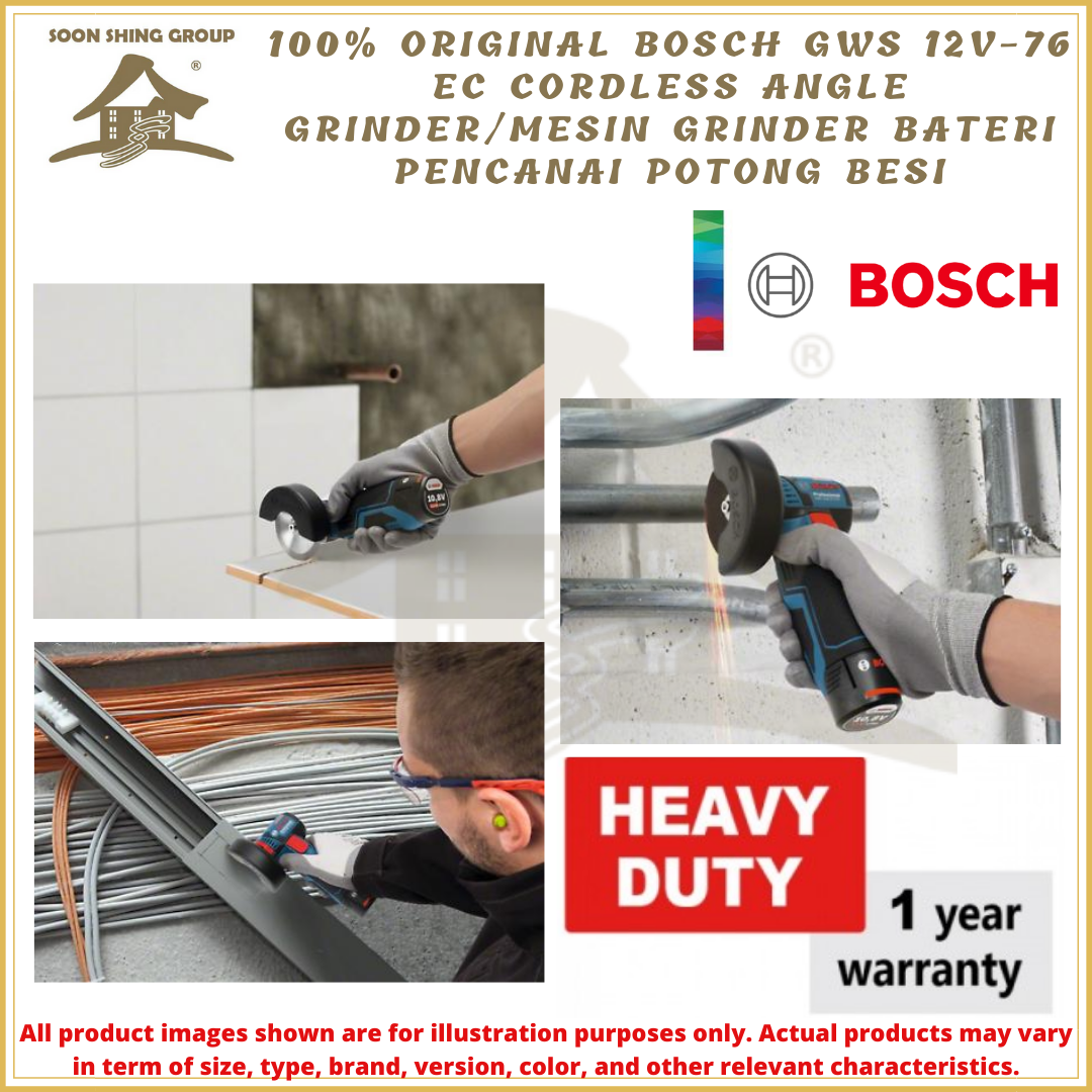 100% Original Bosch GWS 12V-76 EC Cordless Angle Grinder (SOLO) / Mesin ...