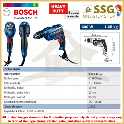 BOSCH GBM 13 RE Professional Hand Drill With 13mm Keyed chuck Mesin ...